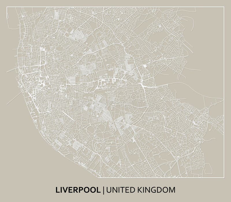 Liverpool (North West England, United Kingdom) Street Map Outline for ...