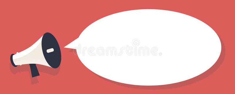 Poster with Megaphone. Megaphone in Flat Design with Communication Icon ...