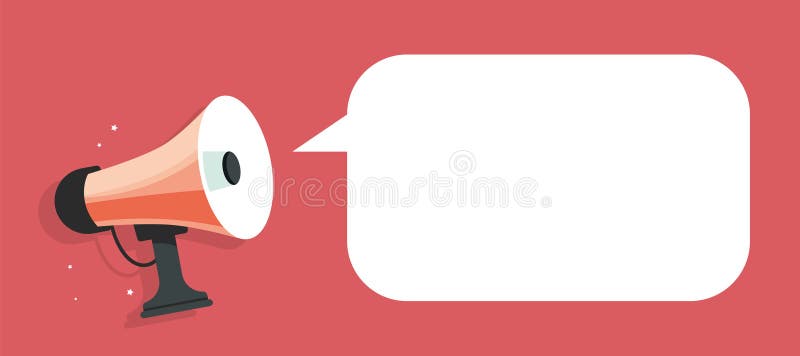 Poster with Megaphone. Megaphone in Flat Design with Communication Icon ...