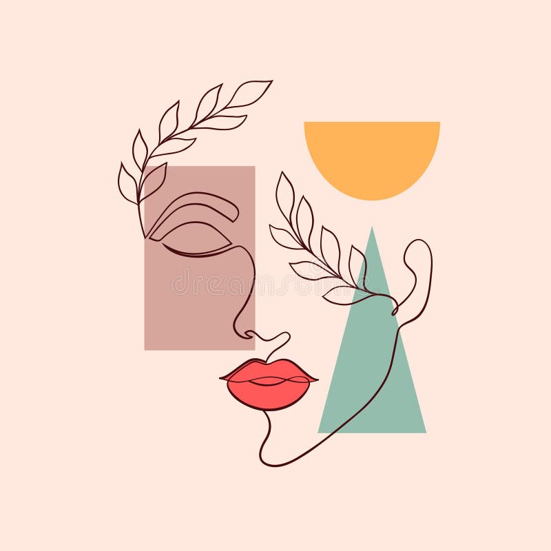 Minimal woman face stock vector. Illustration of adult - 210379387