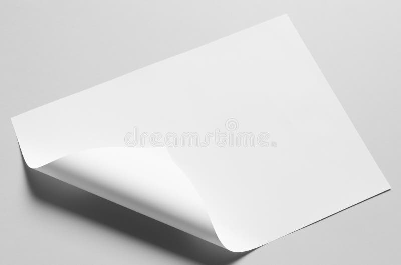 A3 Poster Mock-Up - Folded Corner Stock Image - Image of gray, paper ...