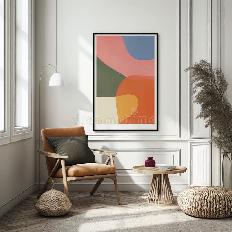 Poster Mockup on the Wall of the Room Stock Illustration - Illustration ...