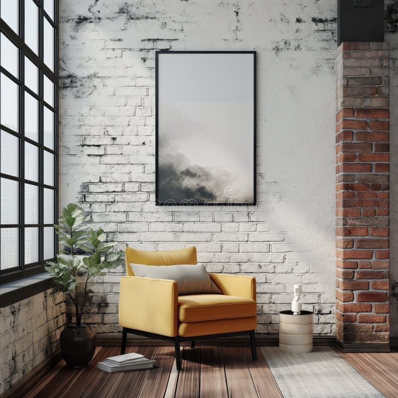 Poster Mockup on the Wall of the Room Stock Illustration - Illustration ...