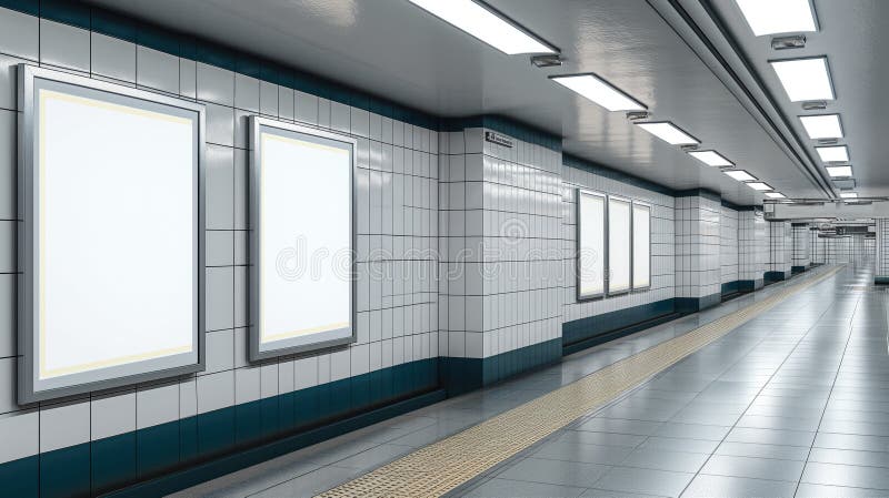 Poster Mockup on the Wall in the Subway Stock Illustration ...
