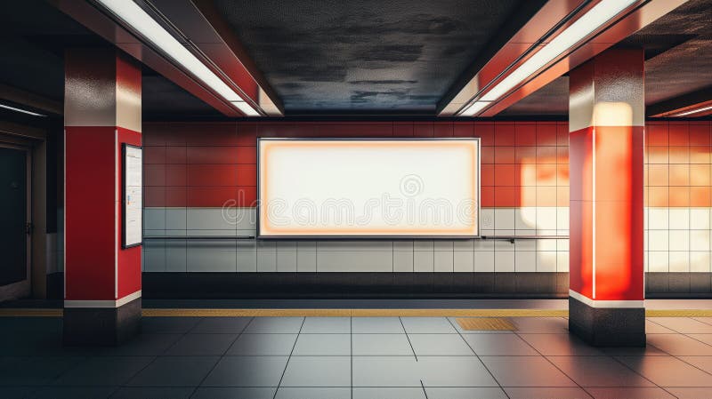 Poster Mockup on the Wall in the Subway Stock Illustration ...