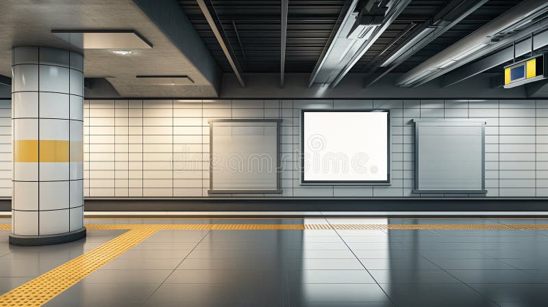 Poster Mockup on the Wall in the Subway Stock Image - Image of ...