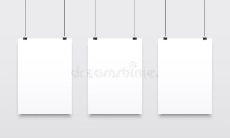 Poster Mockups Vector White Hanging Templates Stock Vector ...