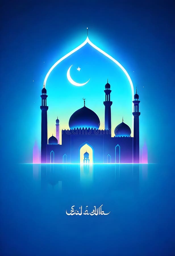 A Poster of a Mosque with Islamic Calligraphy on it Stock Vector ...