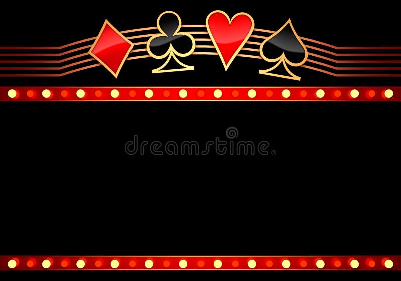 Poster with Neon Lights and Card Symbols Stock Illustration ...