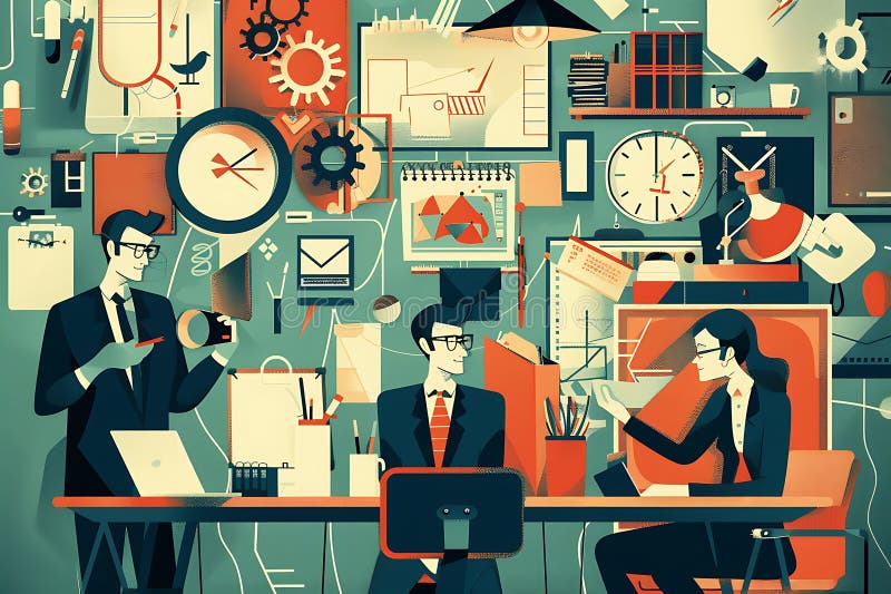 Poster of an Office Team with Innovative and Creative Elements ...