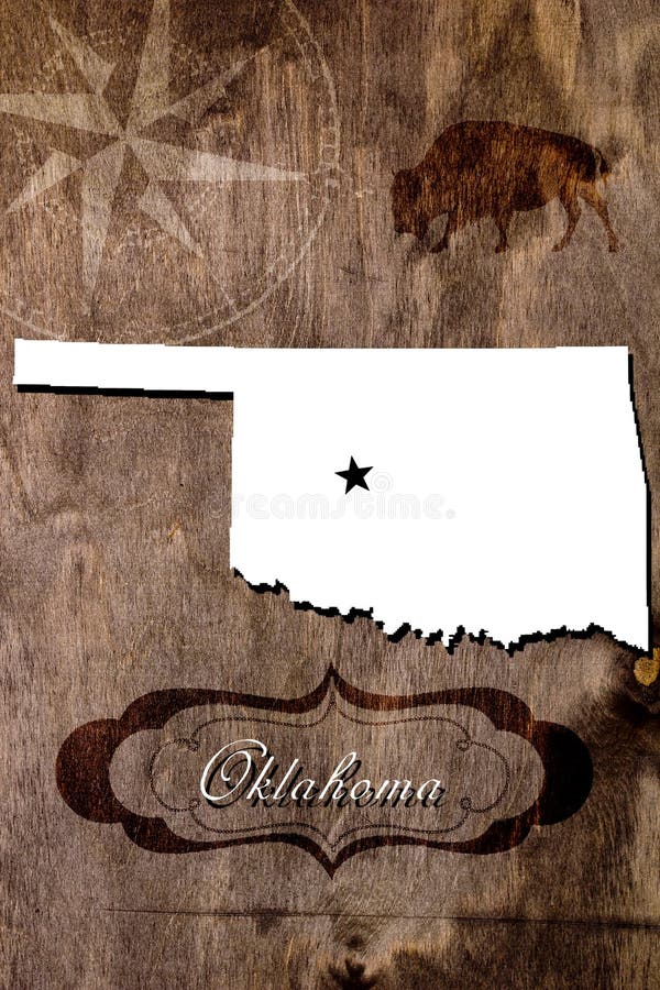 Poster Oklahoma State Map Outline Stock Illustration - Illustration of ...