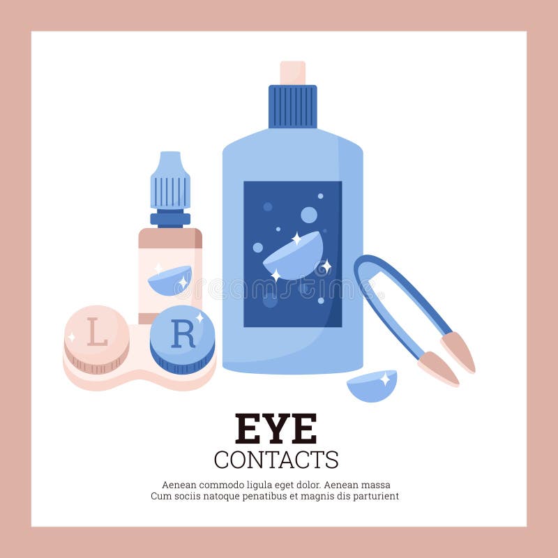 Poster with Optometry Accessory for Vision Correction, Vector Contact ...