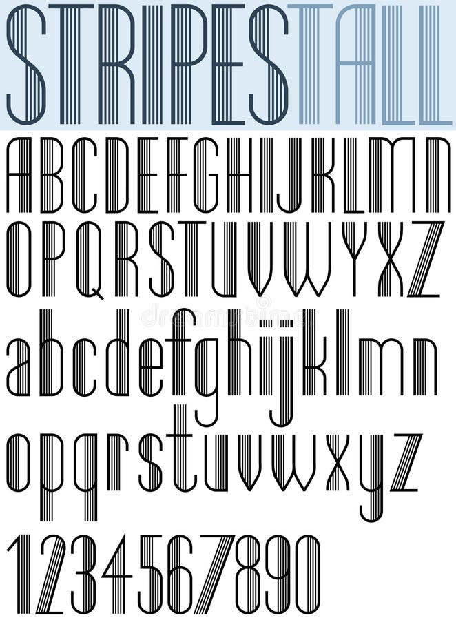 Parallel Black and White Font and Numbers, Poster Letters Stock Vector ...