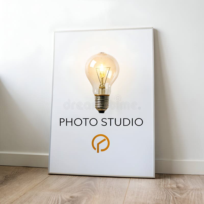 Poster for a Photo Studio with a Light Bulb Stock Illustration ...