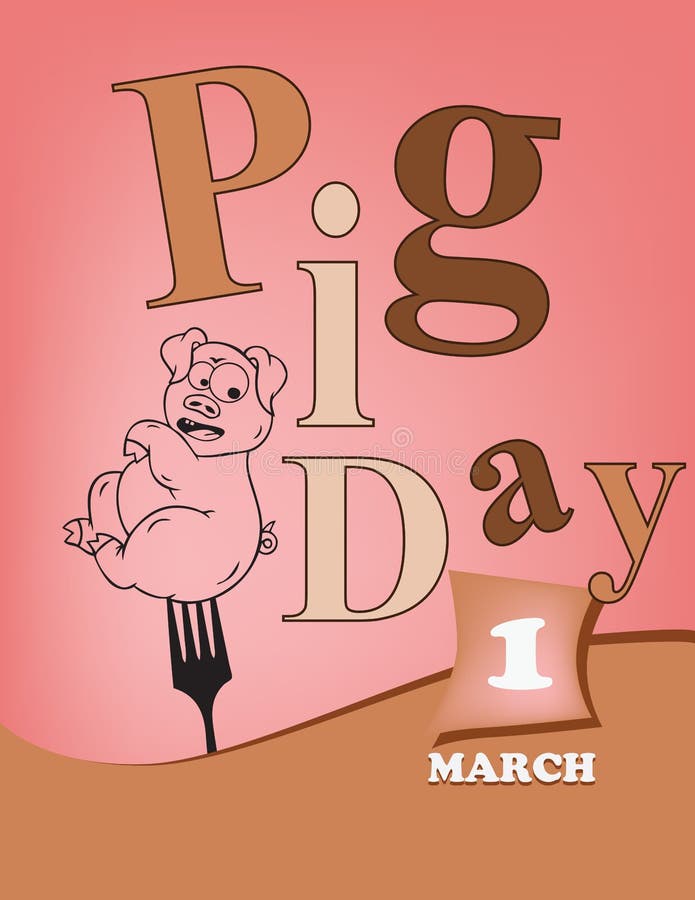 Poster Pig Day stock vector. Illustration of march, vector - 214159716