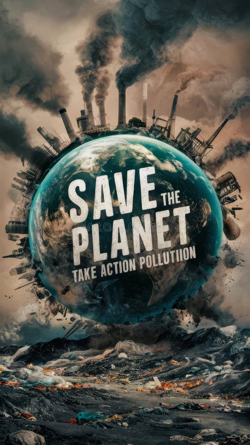 A Poster with a Planet and a Message To Save the Planet Stock ...