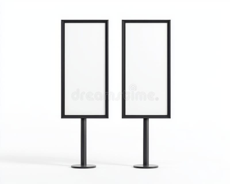 Poster Pole Stand Mockup Template with Double Ad. 3D Illustration Stock ...