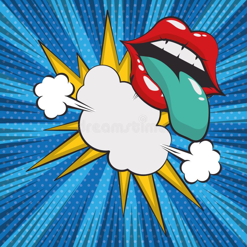 Poster Pop Art Style with Female Mouth Stock Vector - Illustration of ...