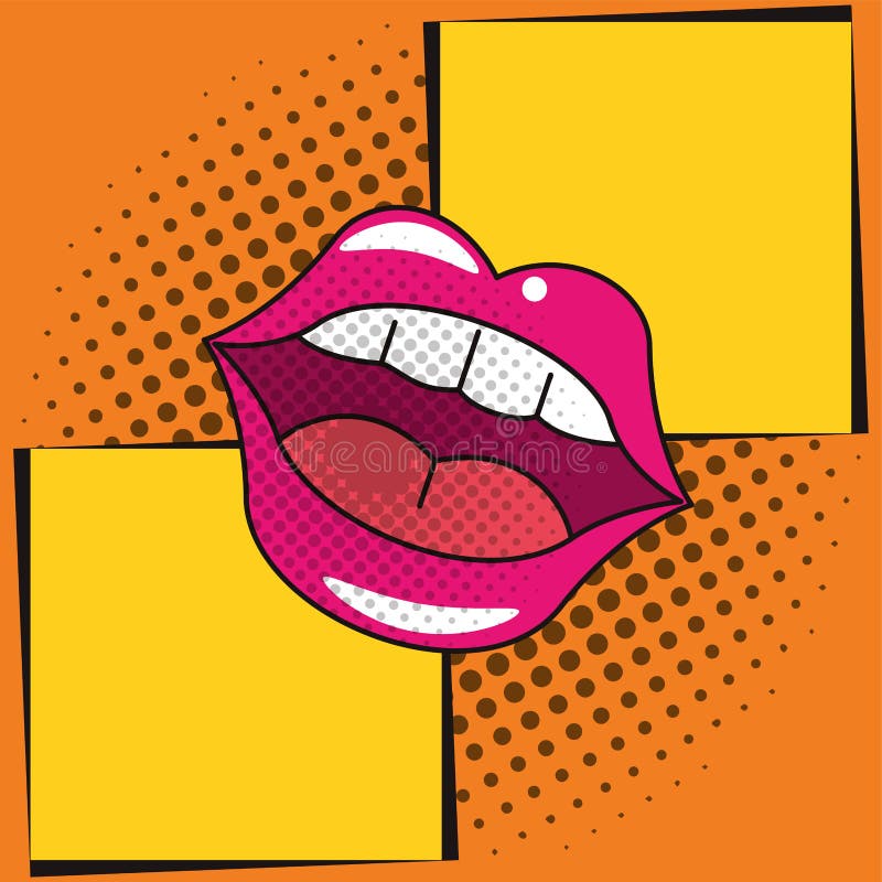 Poster Pop Art Style with Female Mouth Stock Vector - Illustration of ...