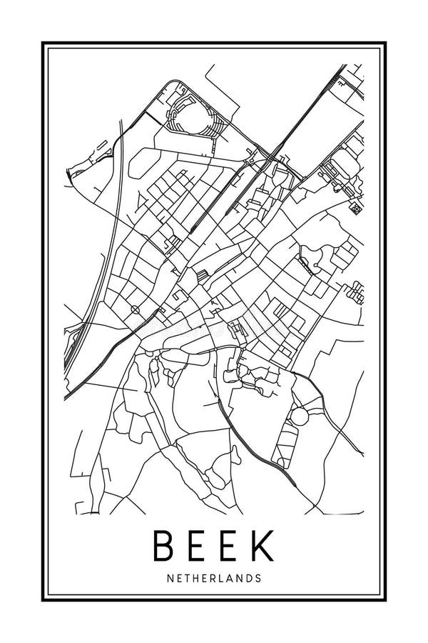 Poster Print Road Map of the Dutch Town of BEEK Stock Vector ...