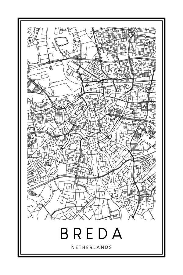Poster Print Road Map of the Dutch Town of BREDA Stock Vector ...