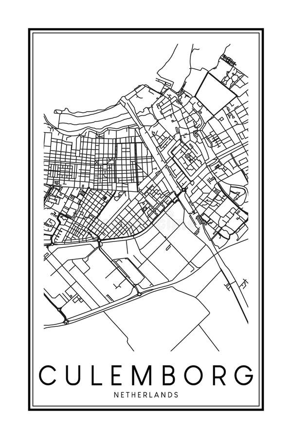 Poster Print Road Map of the Dutch Town of CULEMBORG Stock Vector ...