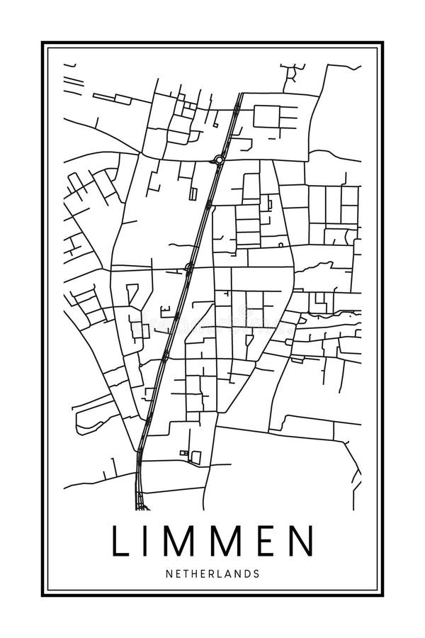 Poster Print Road Map of the Dutch Town of LIMMEN Stock Vector ...