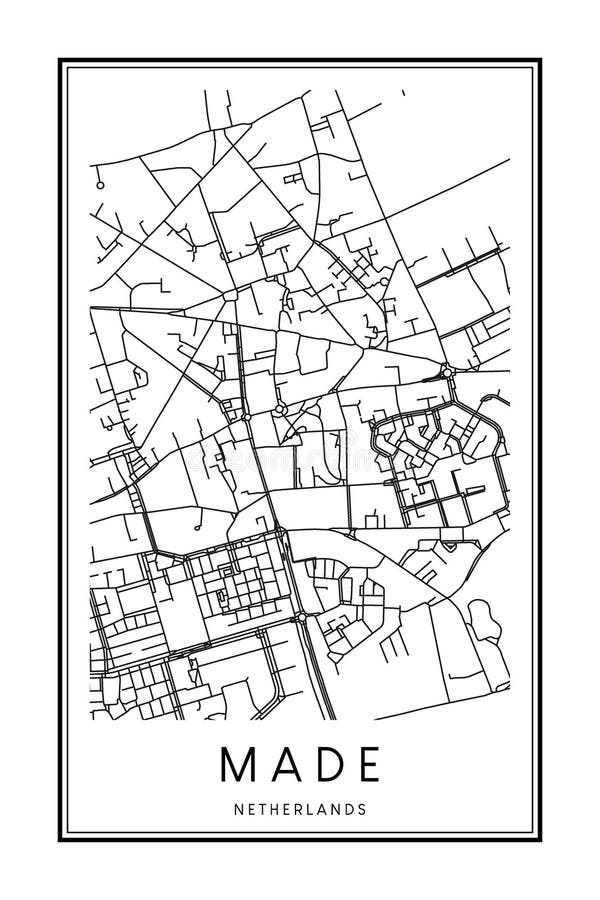Poster Print Road Map of the Dutch Town of MADE Stock Vector ...