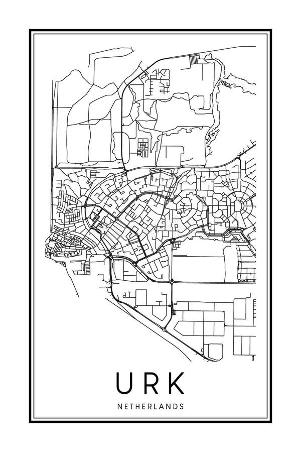 Poster Print Road Map of the Dutch Town of URK Stock Vector ...