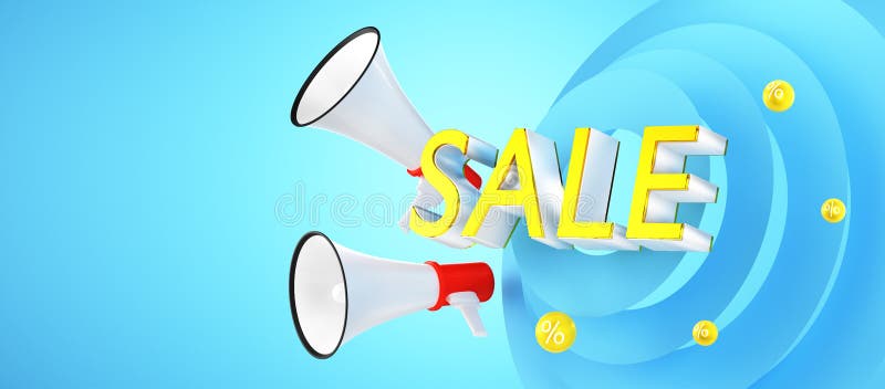 Poster Promotion and Sale Sticker Label, Megaphone Presentation Poster ...