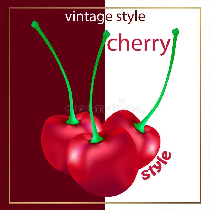 Poster with Realistic Cherry Vector Illustration. Stock Vector ...