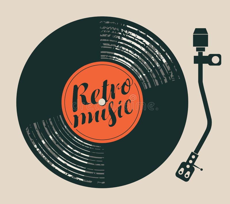 Poster Retro Music with Vinyl Record and Player Stock Vector ...