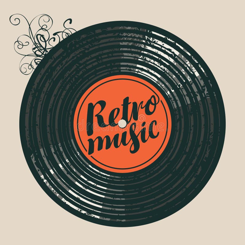 Retro Music Poster with Vinyl Record and Turntable Stock Vector ...