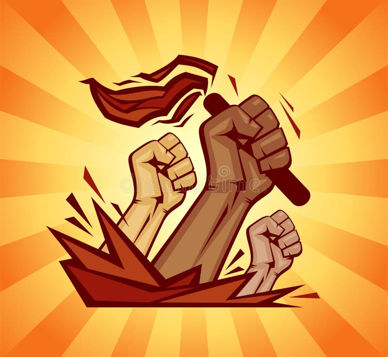 Poster with Riot Hands, People Protest Concept Stock Vector ...