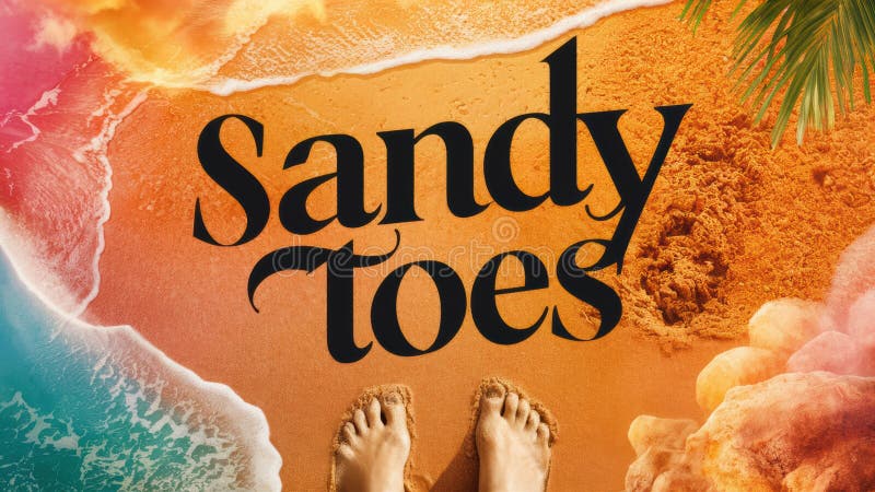 A Poster for Sandy Toes with a Person Standing on the Beach, AI Stock ...