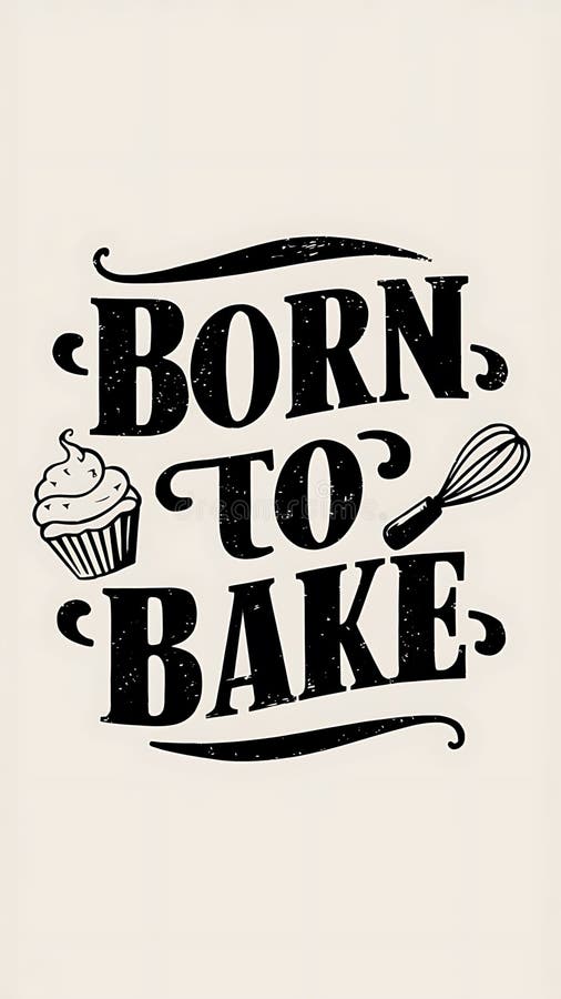 A Poster that Says Born To Bake Cupcakes Stock Illustration ...
