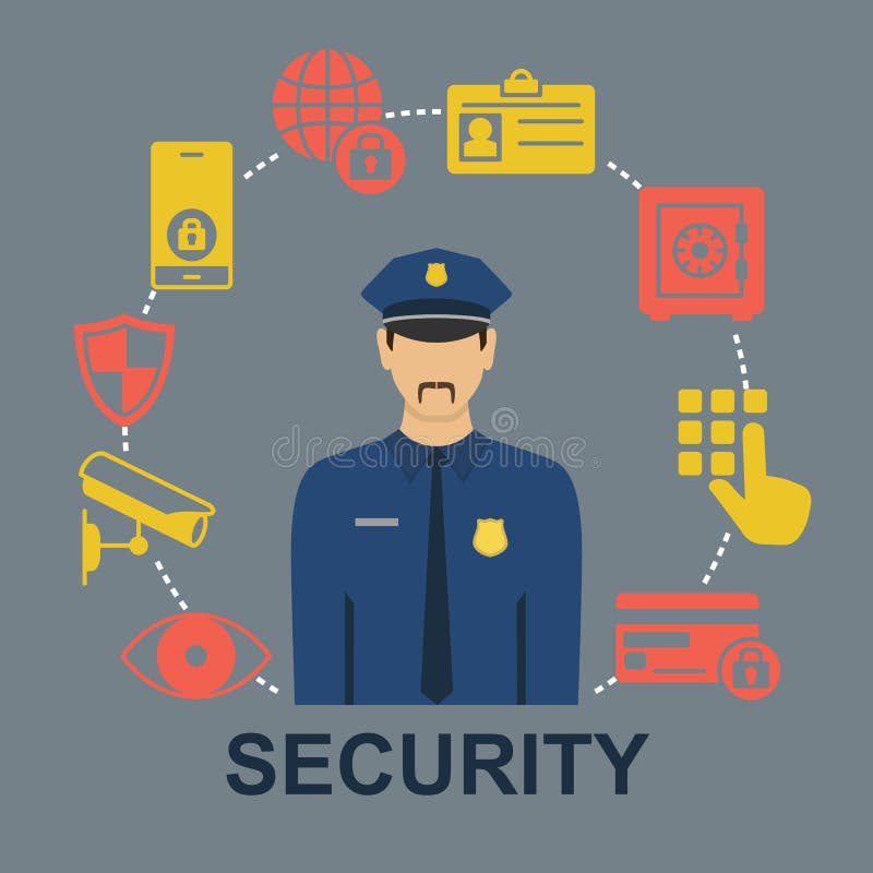 Poster with security icons stock vector. Illustration of ...