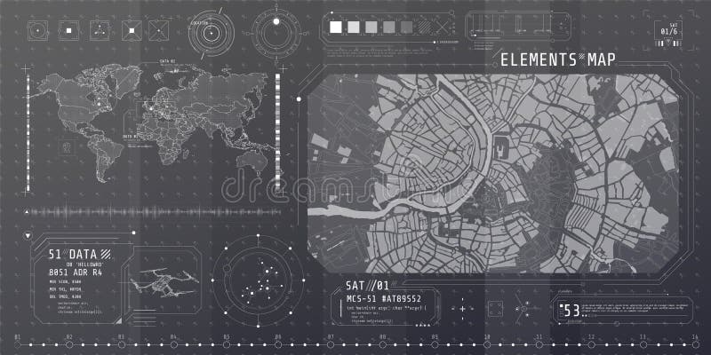 A Set of Thin Elements on the Topic of Map Search. Stock Vector ...