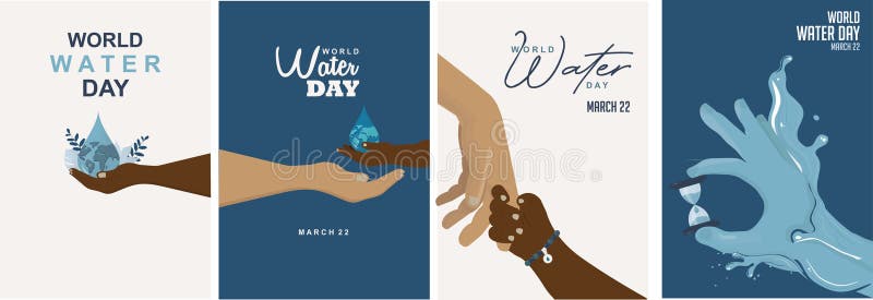 World Water Day Unity Diversity Campaign Posters. Stock Illustration ...