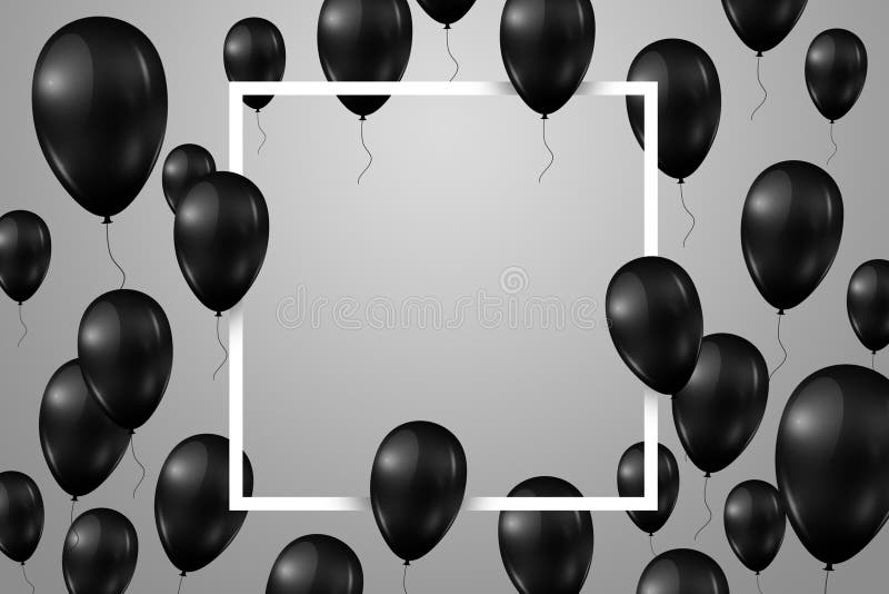 Poster with Shiny Balloons with a Square Frame on a Light Background ...