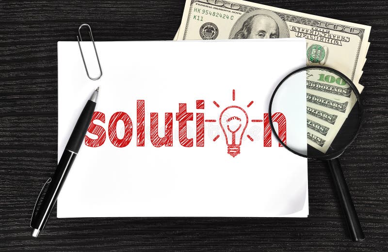 Poster with solution stock photo. Image of improvement - 33456338