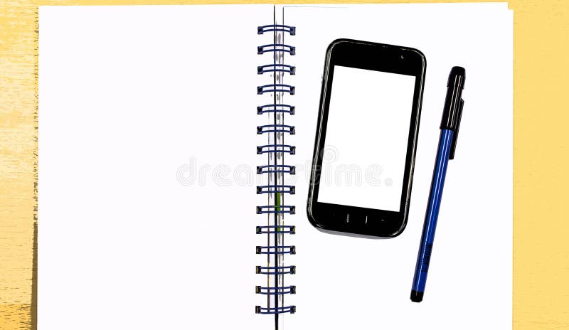 The Blue Diary Lies on a Light Background. on Has a White Pen and a ...