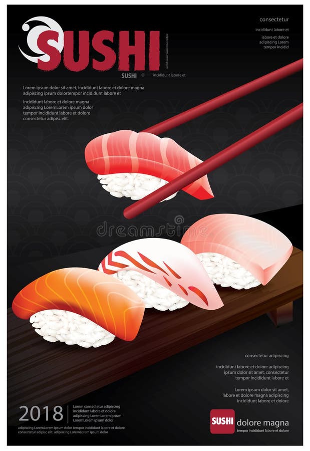 Poster of Sushi Restaurant stock vector. Illustration of menu - 103110459