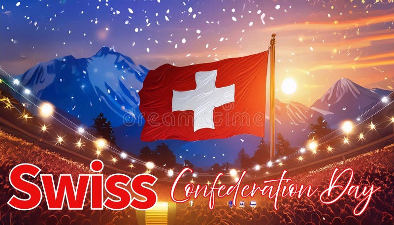 Poster for Swiss Confederation Day with Switzerland Flag Stock ...