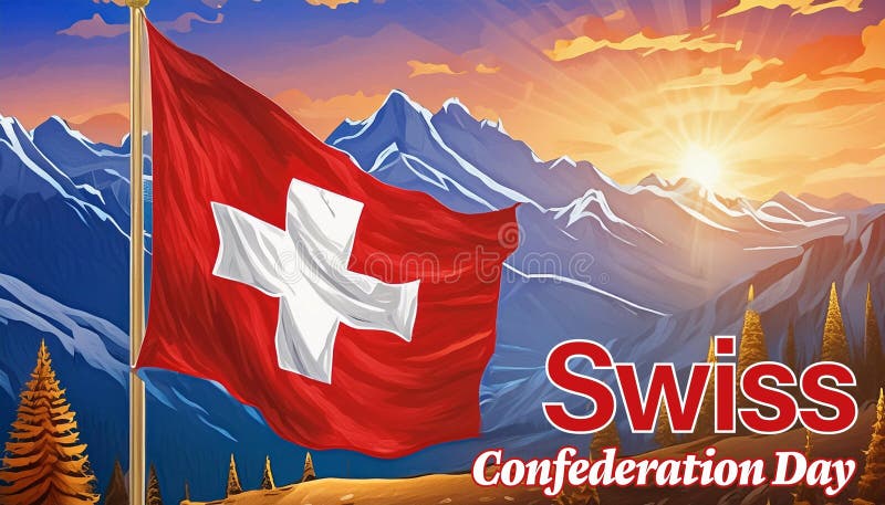 Poster for Swiss Confederation Day with Switzerland Flag Stock ...