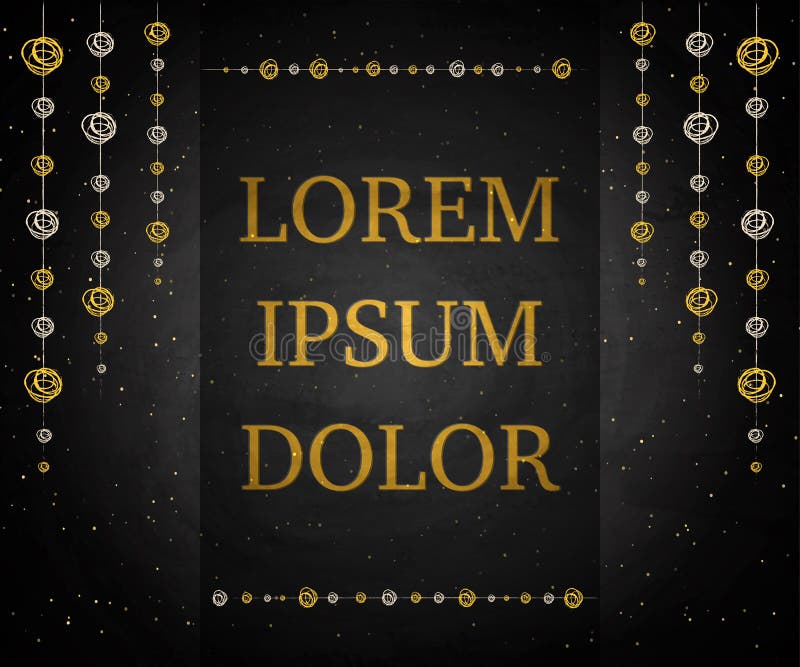 Poster Template Banner with Drawing Bunting Decor on Chalkboard Stock ...