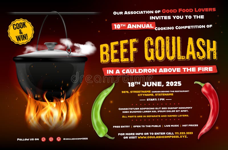 Poster Template with Cauldron Above Fire - Cooking Beef Goulash Stock ...