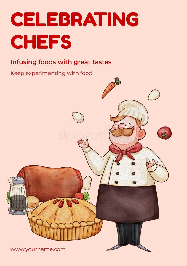 Poster Template with Chef Day Concept,watercolor Style Stock ...