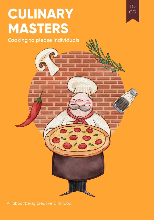 Poster Template with Chef Day Concept,watercolor Style Stock ...