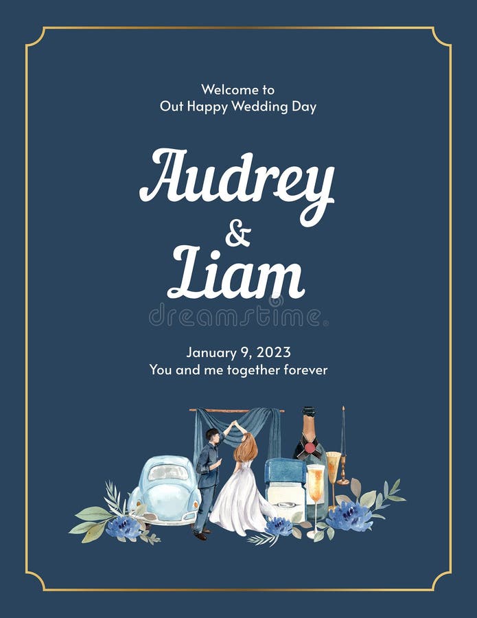 Poster Template with Cozy Chic Wedding Concpet,watercolor Style Stock ...